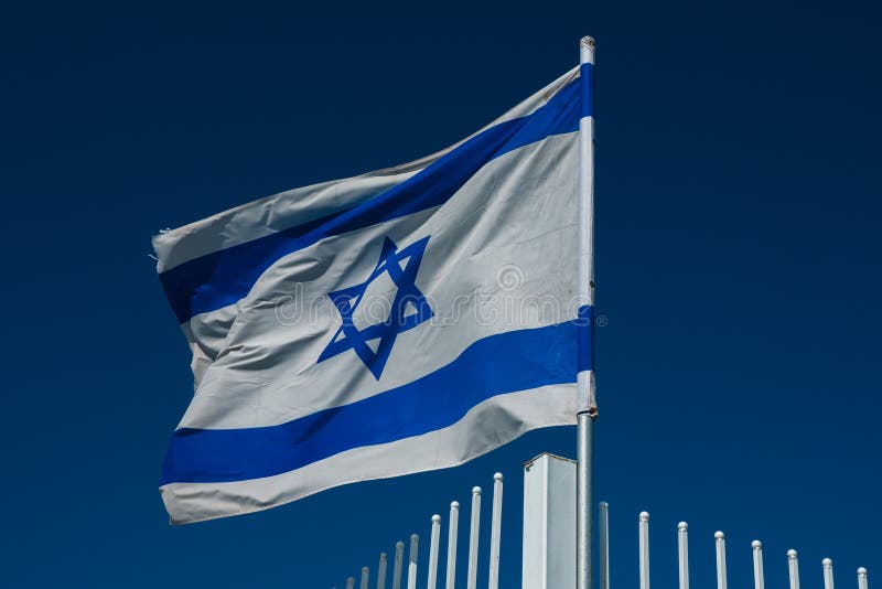Israel Flag, City of Caesarea Israel Stock Photo - Image of history ...