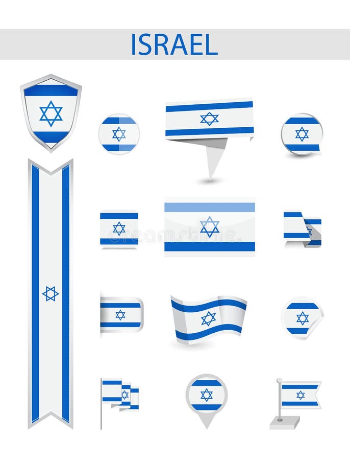 Israel Flag Collection stock vector. Illustration of label - 137143987