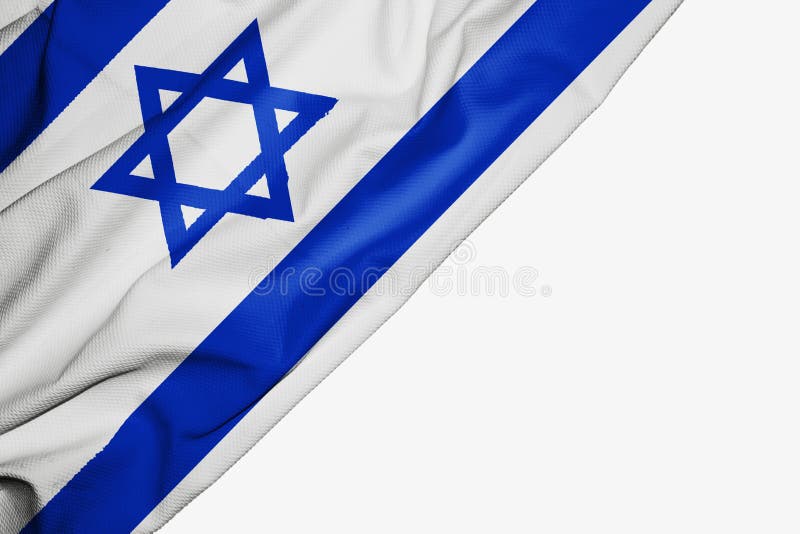 Israel Flag of Fabric with Copyspace for Your Text on White Background ...