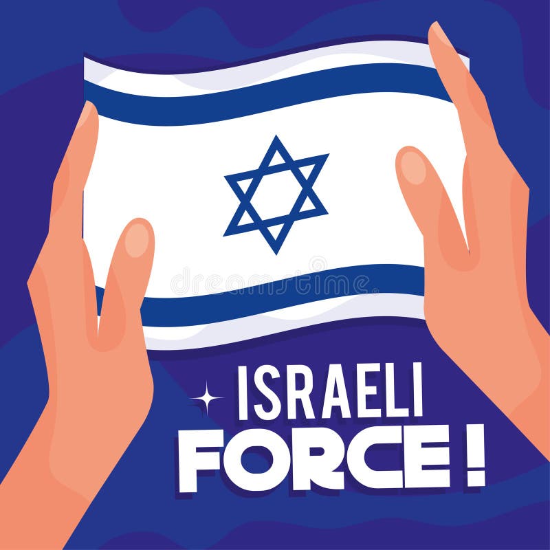 Israel Flag with Hands Vector on Blue Background Stock Vector ...