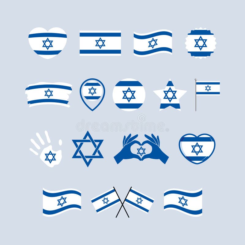 Israel Flag Icon Set Vector Isolated on a Gray Background Stock Vector ...