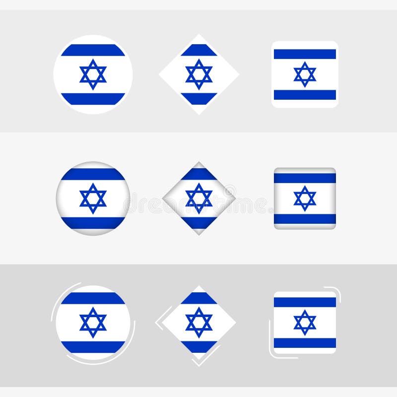 Israel Flag Icons Set, Vector Flag of Israel Stock Vector ...