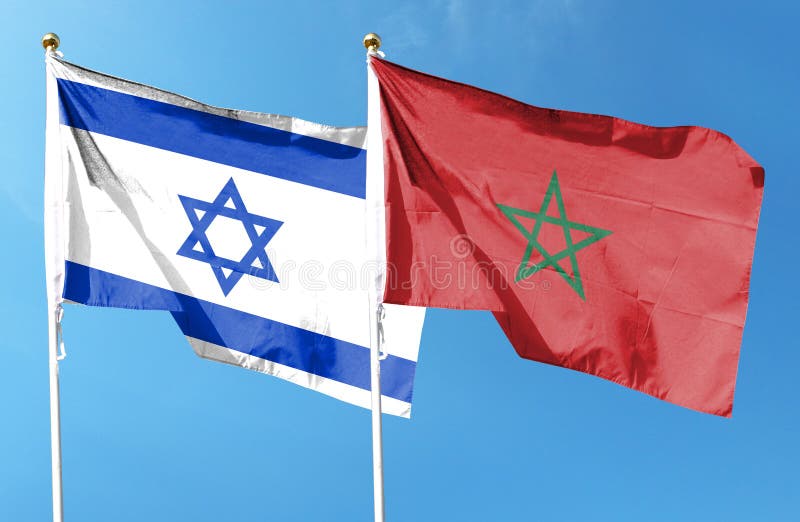 Israel Flag and Morocco Flag on Cloudy Sky. Stock Photo - Image of ...