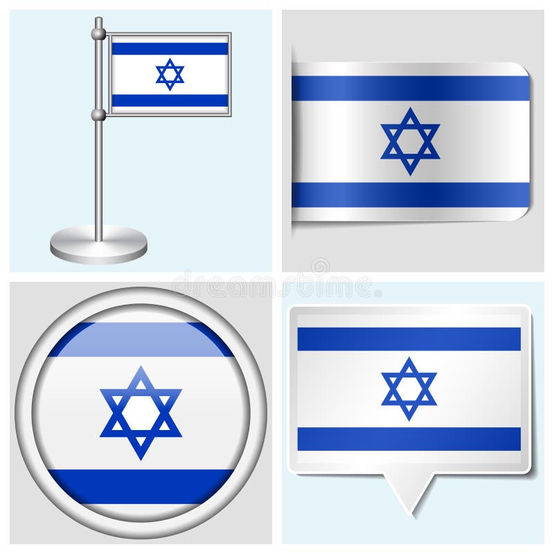 Israel Flag - Set of Sticker, Button, Label Stock Vector - Illustration ...