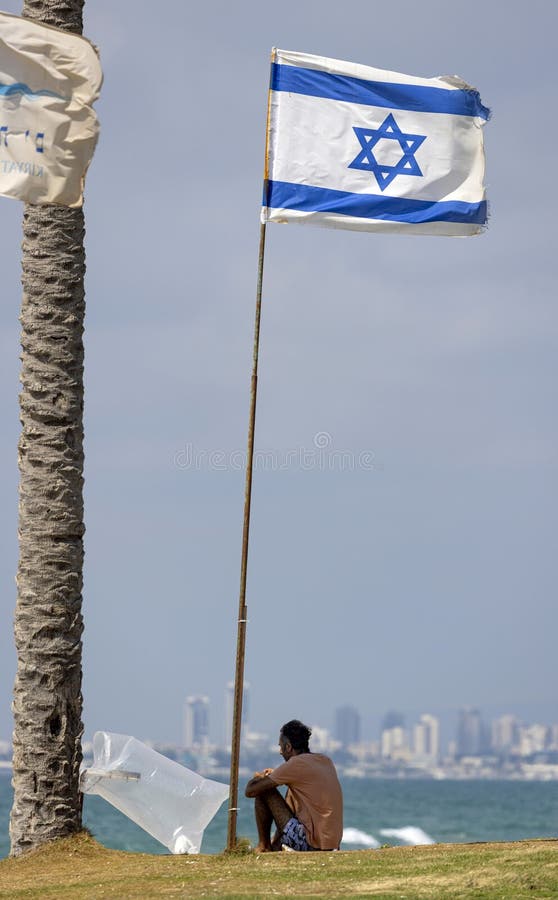 Israel Flag Wave on Blue Sky Editorial Stock Photo - Image of israel ...