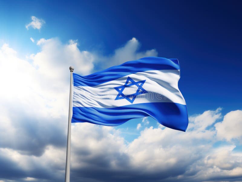 Israel Flag Waving in the Blue Sky. National Flag of Israel Stock ...