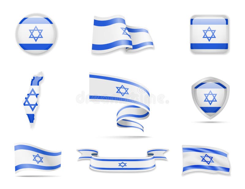 Israel Flags Collection. Flags and Outline of the Country Stock Vector ...