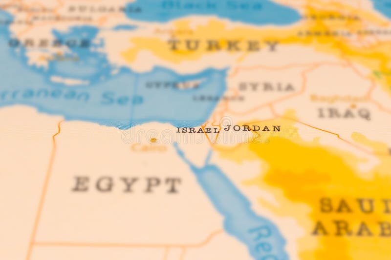 Israel in Focus on a Tilted World Map. Stock Illustration ...