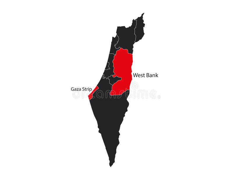 Israel, Gaza, West Bank Map, Vector Illustration. Stock Vector ...