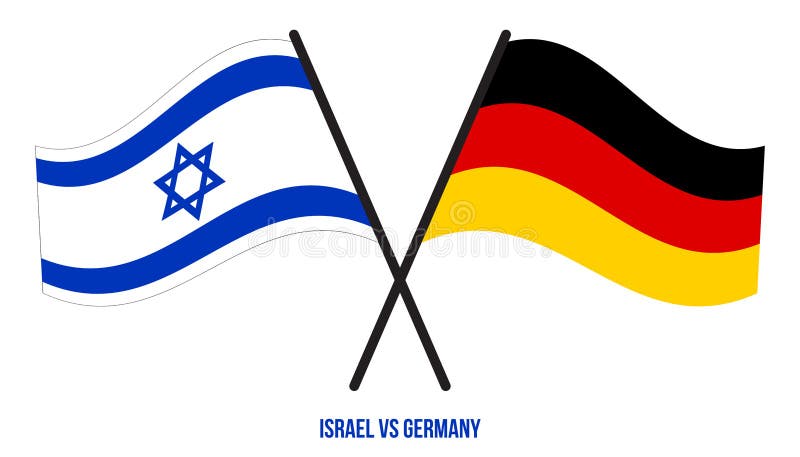 Israel and Germany Flags Crossed and Waving Flat Style. Official ...