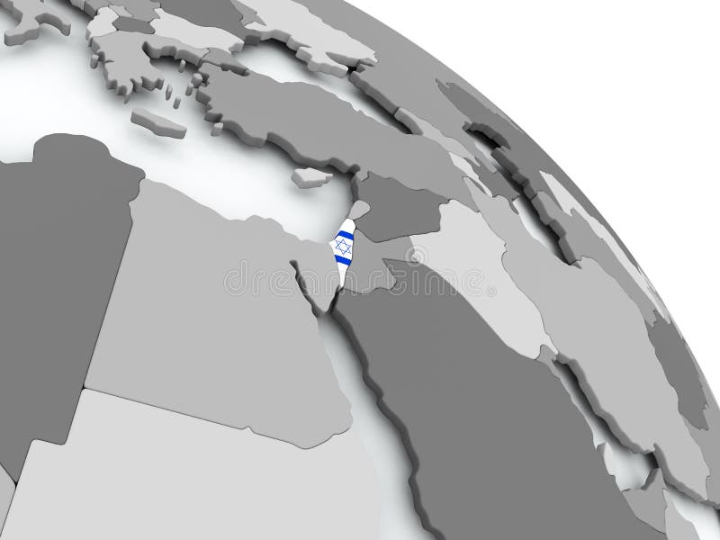 Map of Israel with Flag on Globe Stock Illustration - Illustration of ...