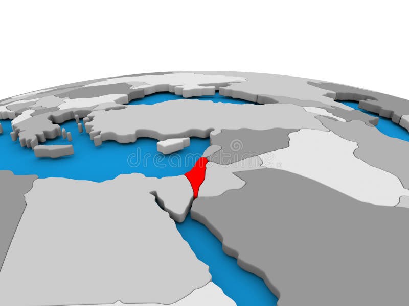 Israel on globe in red stock illustration. Illustration of country ...