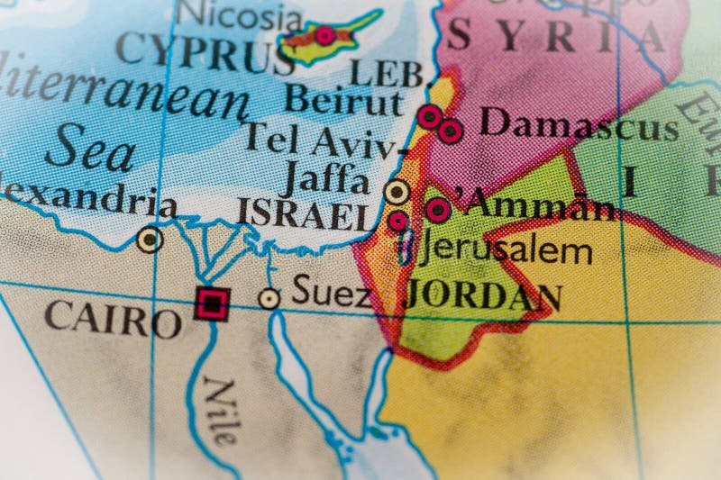 Israel Highlighted on a World Map Stock Photo - Image of international ...