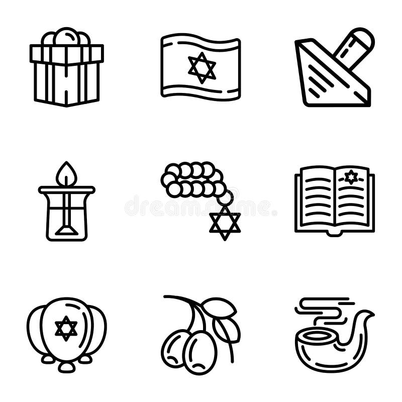 Israel Icon Set, Outline Style Stock Vector - Illustration of icon ...
