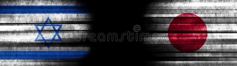 Israel and Japan Flags on Black Stock Photo - Image of trade, symbol ...
