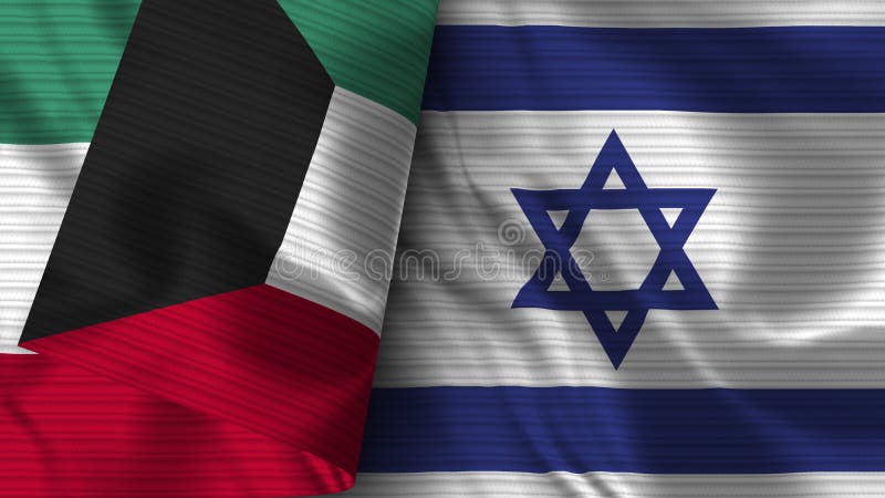 Israel and Kuwait Realistic Flag â€“ Fabric Texture Illustration Stock ...