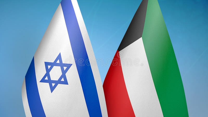 Israel Vs Kuwait, Kuwaiti Smoky Mystic Flags Placed Side by Side. Thick ...