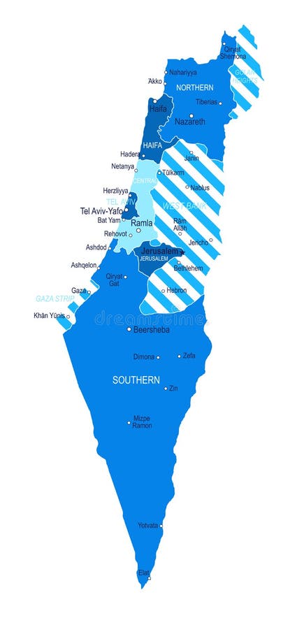 Israel Map. Cities, Regions. Vector Stock Illustration - Illustration ...