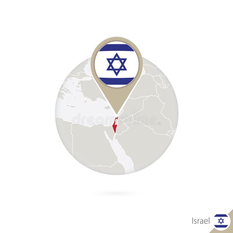 Israel Map and Flag in Circle. Map of Israel, Israel Flag Pin Stock ...