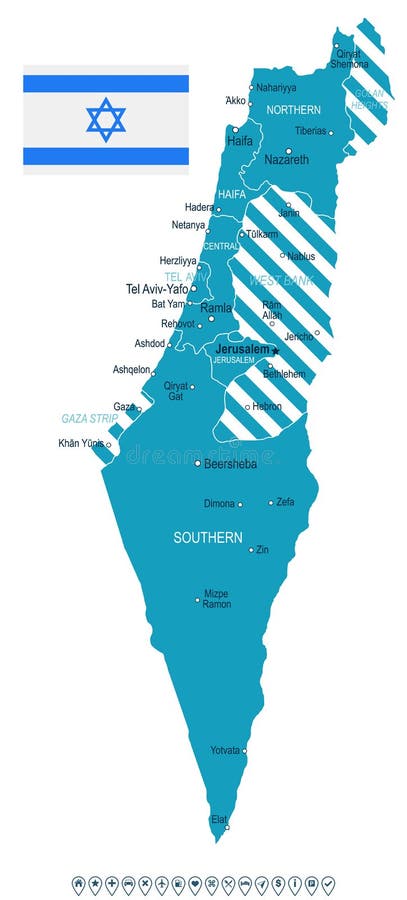 Israel - Map and Flag Illustration Stock Illustration - Illustration of ...
