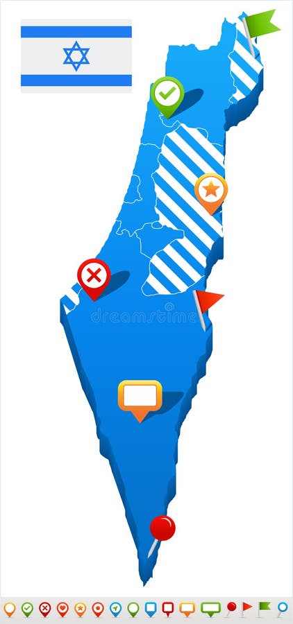Israel - Map and Flag Illustration Stock Illustration - Illustration of ...