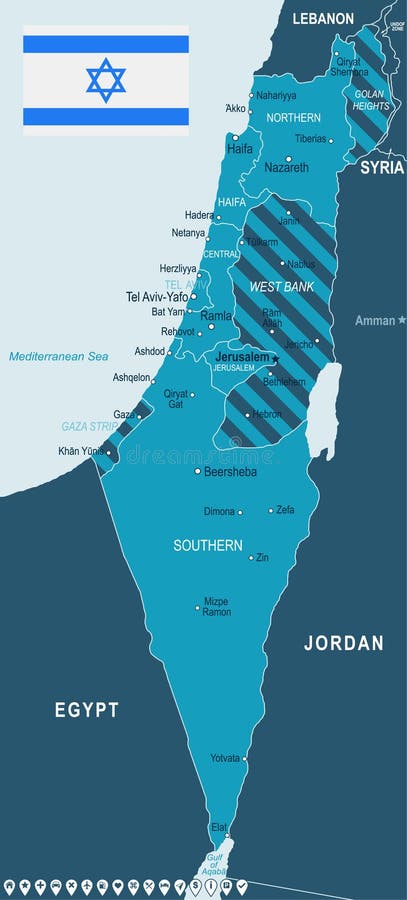 Israel - Map and Flag Illustration Stock Illustration - Illustration of ...