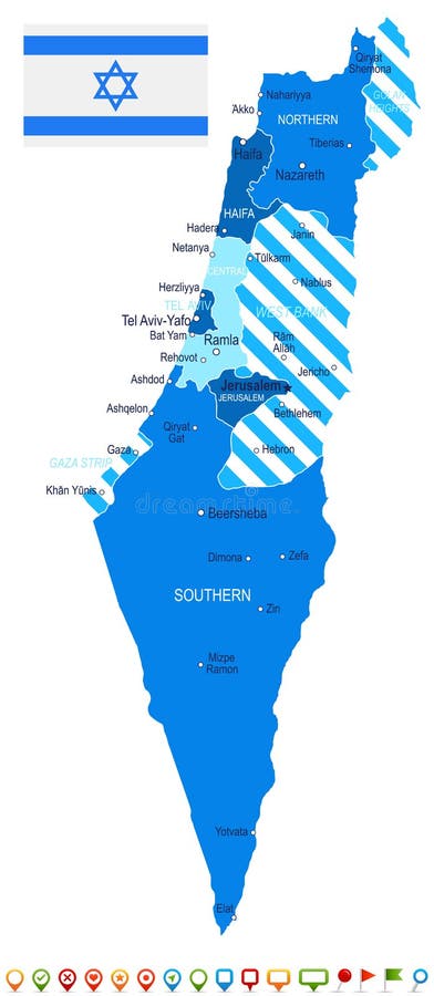 Israel - Map and Flag Illustration Stock Illustration - Illustration of ...