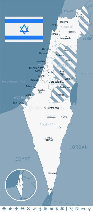 Israel - Map and Flag Illustration Stock Illustration - Illustration of ...