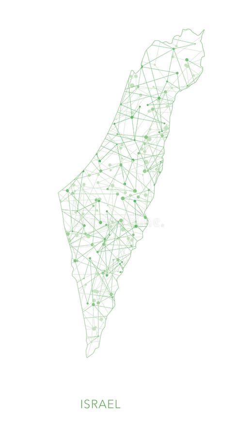 Israel Map, Green Dotted Net Vector Background Stock Vector ...