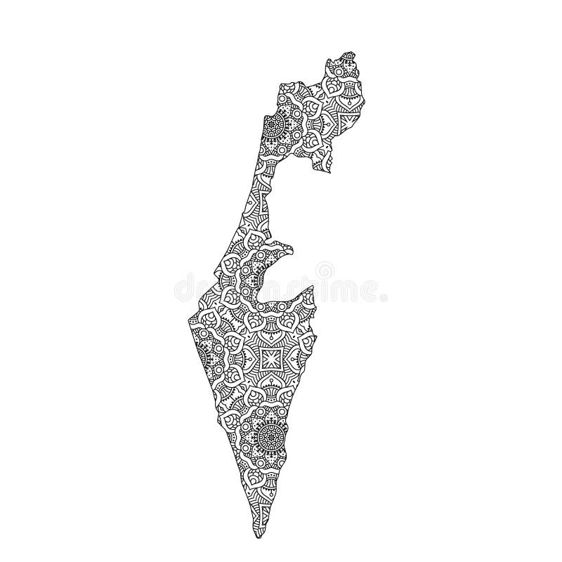 Israel Map with Mandala Design Stock Vector - Illustration of israel ...
