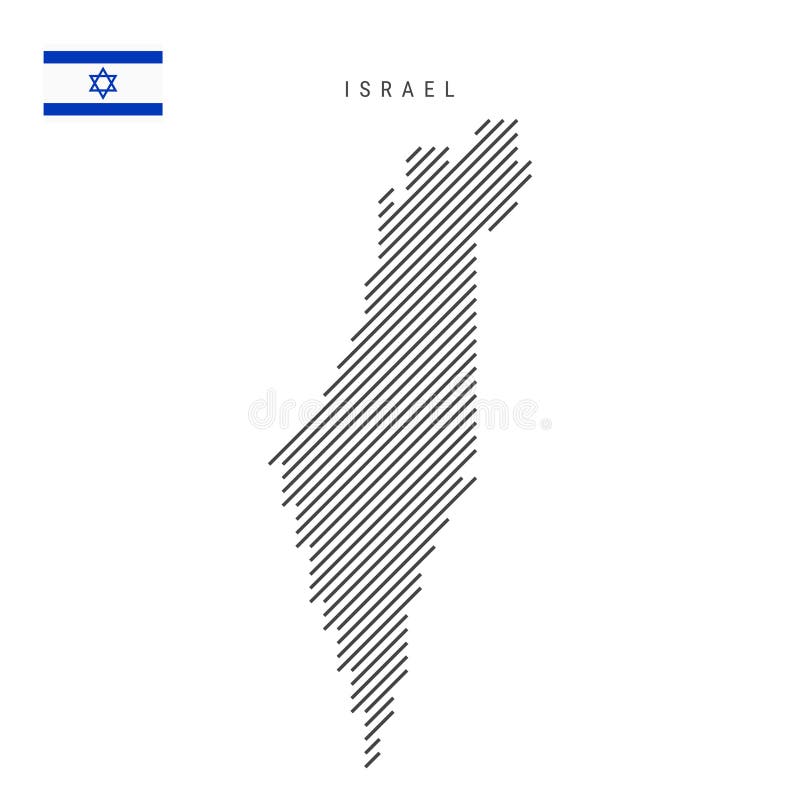 Israel Map from Pattern of Black Slanted Parallel Lines. Flat Vector ...