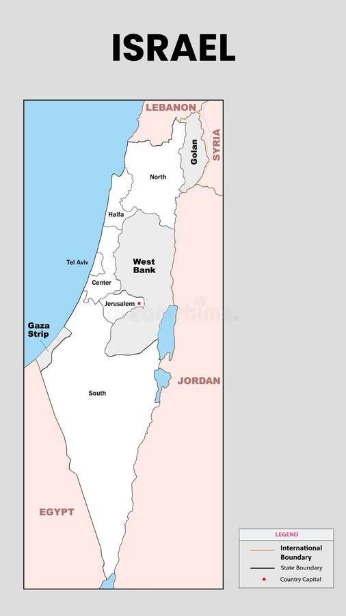 Israel Map. State and District Map of Israel Stock Vector ...