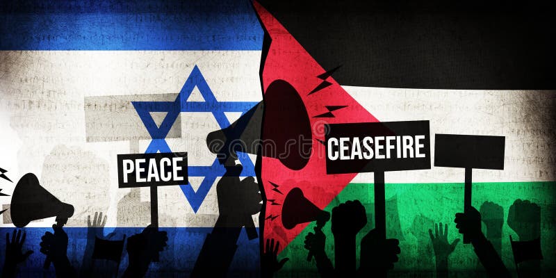 Israel and Palestine Protest for Peace and Ceasefire with Both Flags in ...