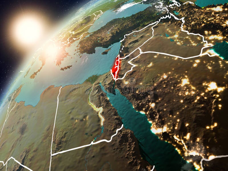 Israel with Sunset on Earth Stock Illustration - Illustration of ...