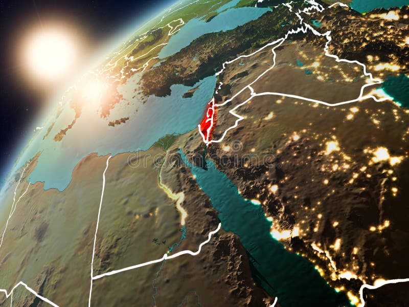 Map of Israel on 3D Earth stock illustration. Illustration of israel ...