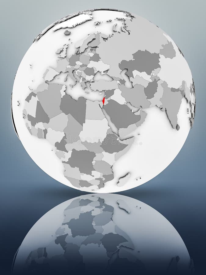 Israel on political globe stock illustration. Illustration of ...