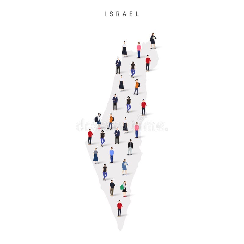 Israel Population Map. Large Group of People in a Shape of Israeli Map ...