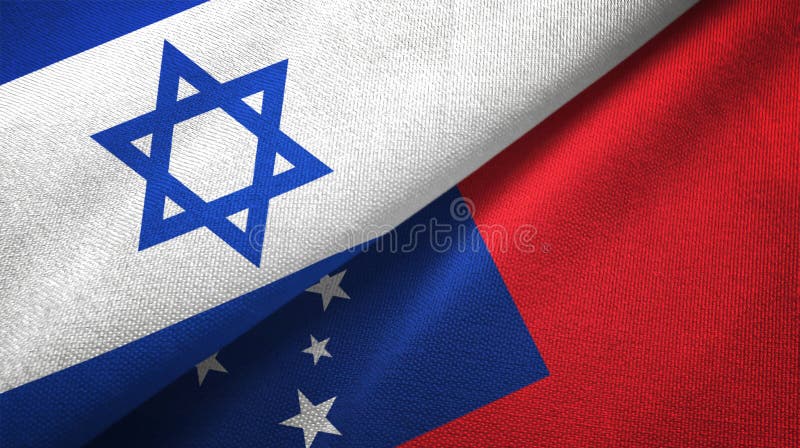 Israel and Samoa Two Flags Textile Cloth, Fabric Texture Stock ...