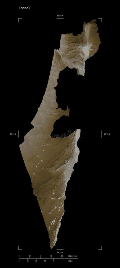 Israel Shape on Black. Sepia Stock Illustration - Illustration of scale ...