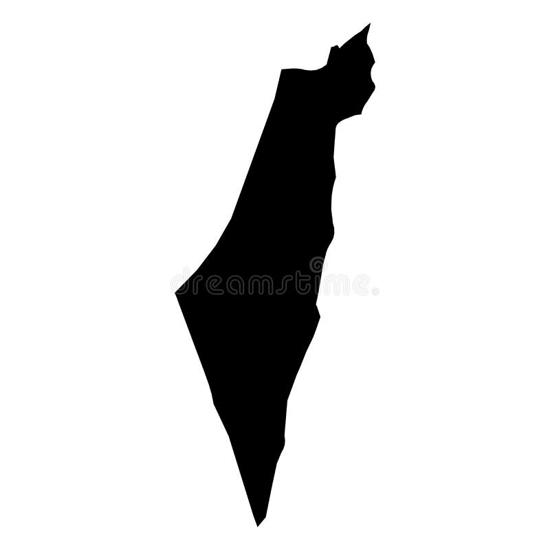 Israel - Solid Black Silhouette Map of Country Area. Simple Flat Vector ...