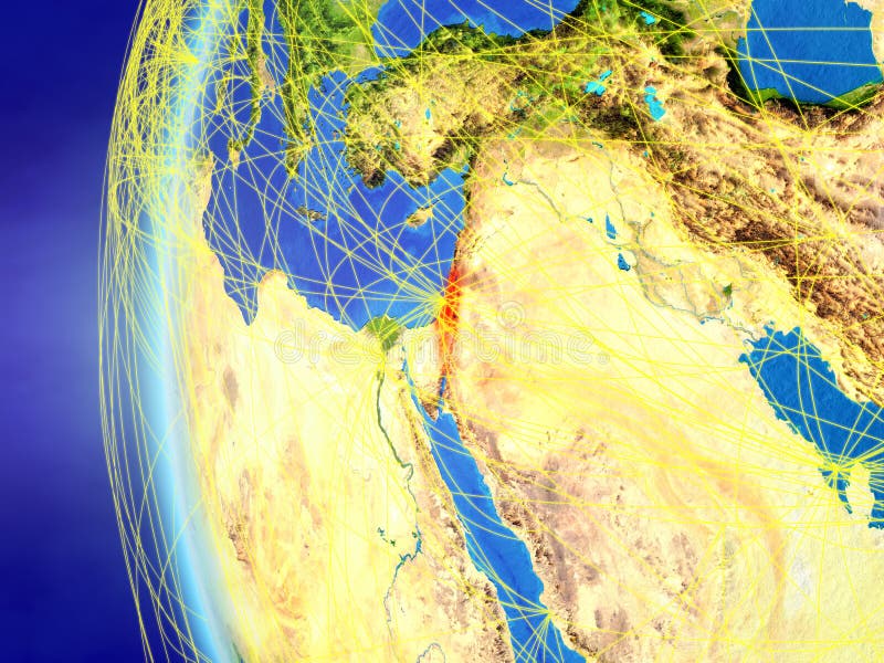 Israel from Space with Network Stock Illustration - Illustration of ...