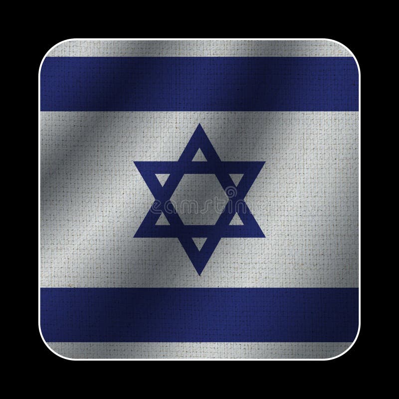 Israel Square Flag, Fabric Pattern Texture, Black Background, 3D ...