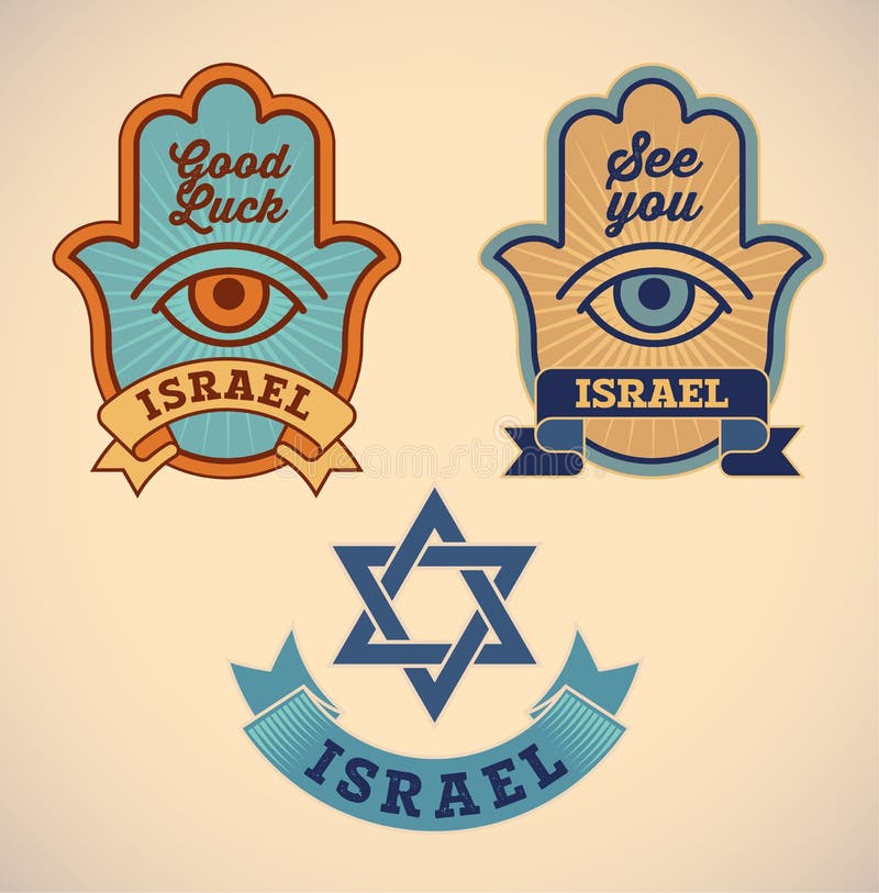 Israel symbols stock vector. Illustration of badges, color - 64600443