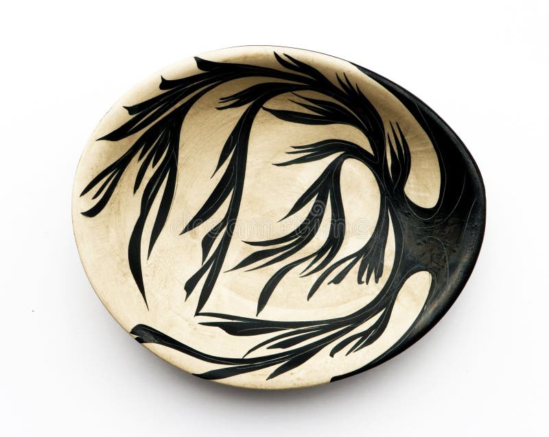 Israeli Ceramic Oval Dish in Retro Style. Stock Photo - Image of ...