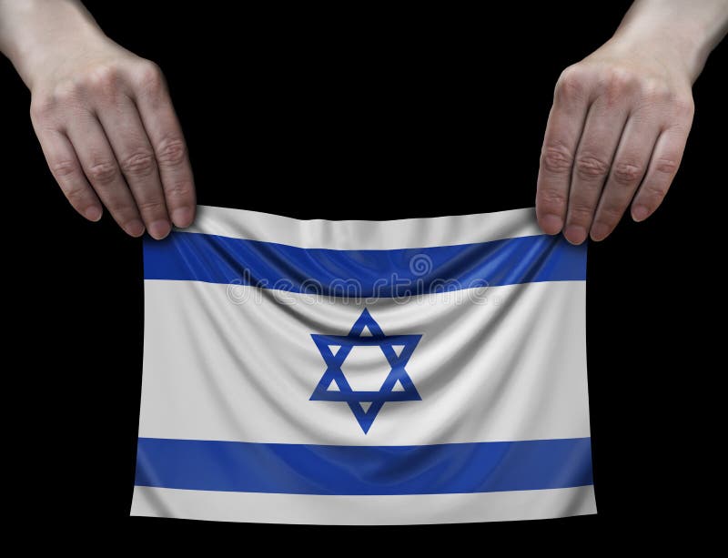 Israeli flag in hands stock illustration. Illustration of hands - 126923581