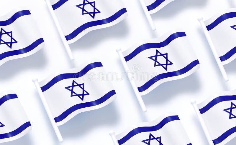 Israeli Flag Pattern Background White Soft Color. Realistic Cartoon 3d ...