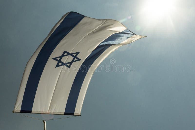 Israeli flag on the pole stock photo. Image of metal - 122045822