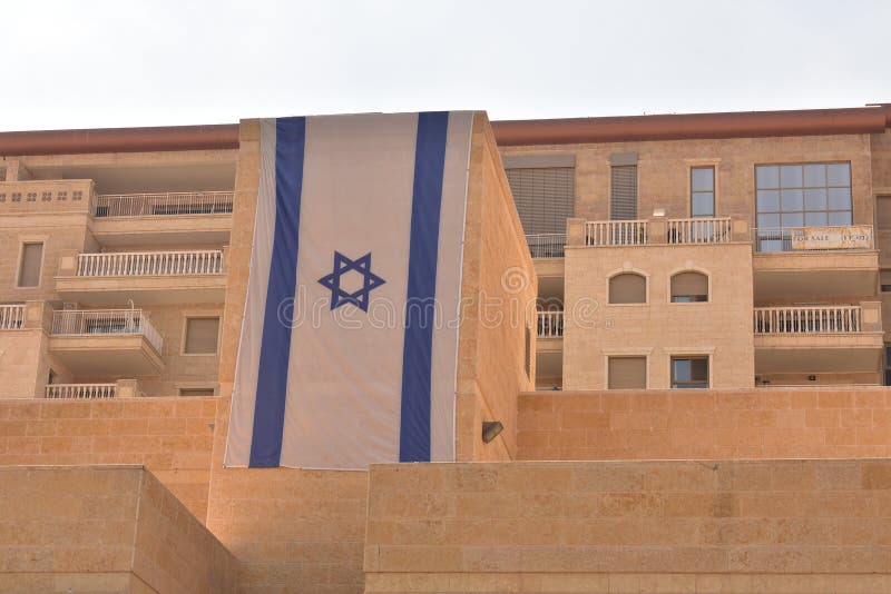 Israeli Flag on Stone Building in Jerusalem Editorial Stock Image ...