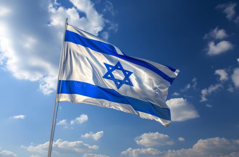 The Israeli Flag is Waving in the Wind Stock Image - Image of david ...
