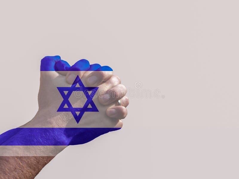 Israeli Hand with Flag Symbol for Peace Stock Photo - Image of faith ...